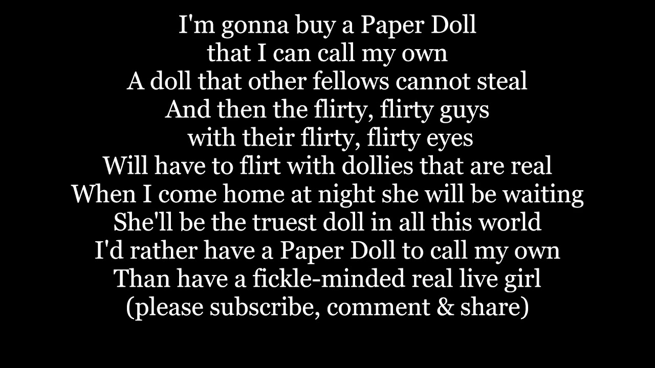 Paper Doll Lyrics Words Sing Along 1900 Music Song Not Mac Swift Bea paper-doll-lyrics-words-sing-along-1900-music-song-not-mac-swift-bea