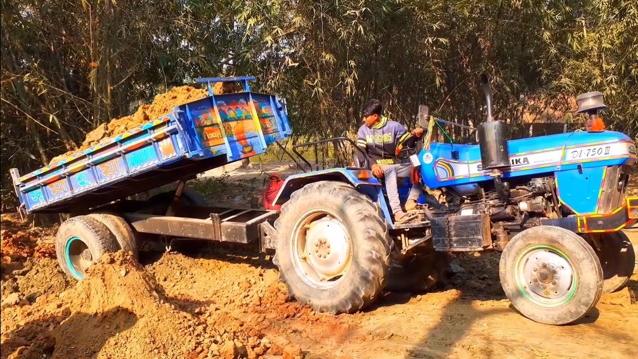 Sonalika DI 30 full loaded mud loading fully tractortrolley best tractor performance for ...