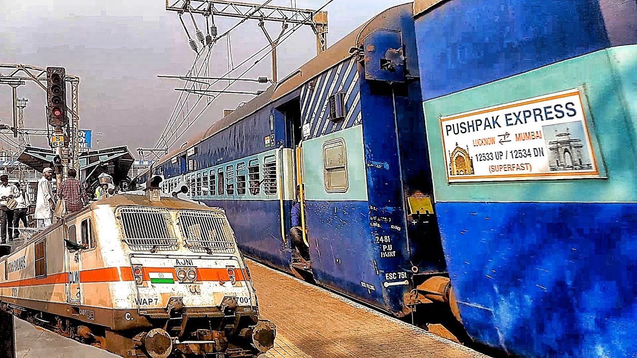 DLW HOG WAP-7 With Pushpak Express | 12534 Pushpak Express Crossing ...