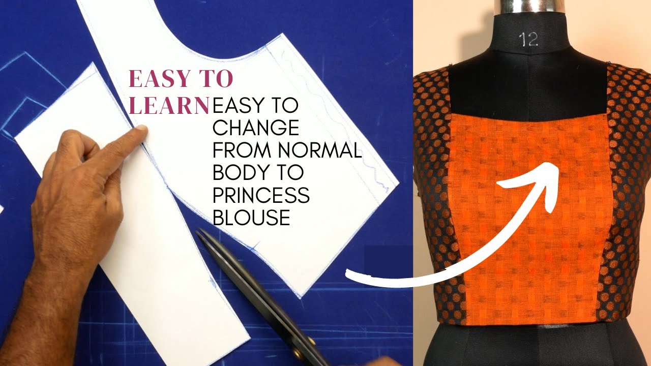 Princess cut blouse easy cutting | princess blouse design easy drafting ...