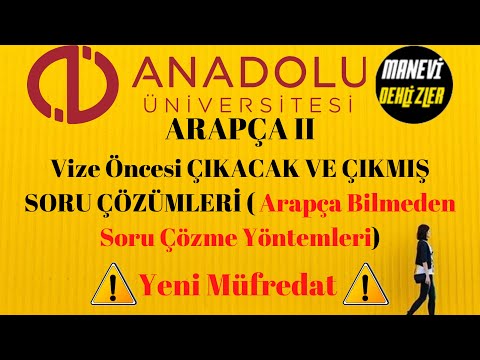 Arapça 2 Vize Çıkacak Ve Çıkmış Sorular Çözümlü ARAPÇA Bilmeden Soru ÇÖZME Yöntemleri YENİ MÜFREDAT