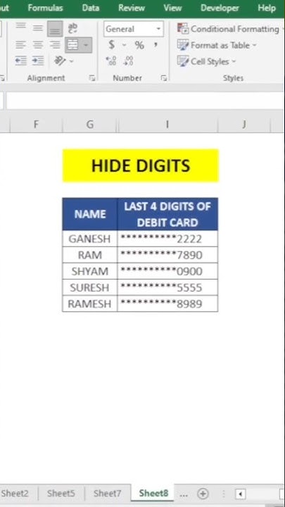 HIDE DIGITS IN EXCEL #excel #exceltutorial - YouTube