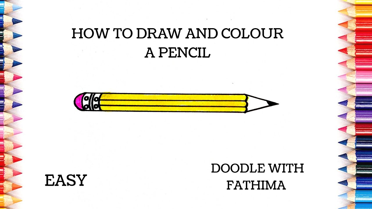 How to draw a Pencil | step by step | drawing and colouring | Doodle ...