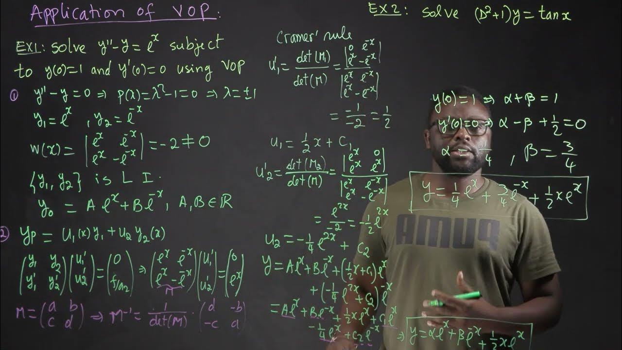 39 Application of Variation of Parameters Method in Differential Equations - YouTube