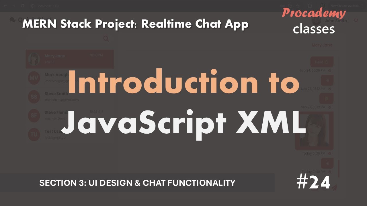 #24 Introduction to JavaScript XML | Real Time Chat App | MERN Stack Project - YouTube
