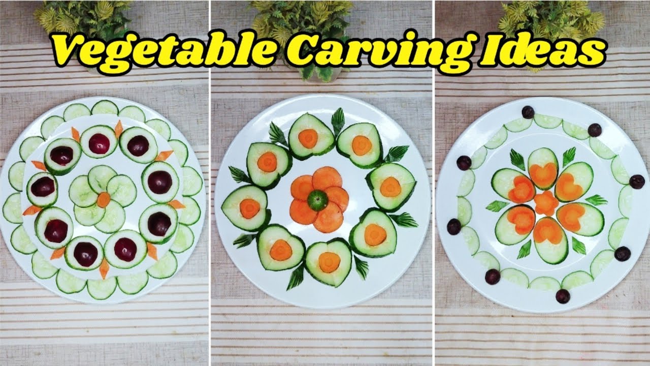 Easy Vegetable Carving Ideas l Fast Vegetables cutting skills l Salad ...