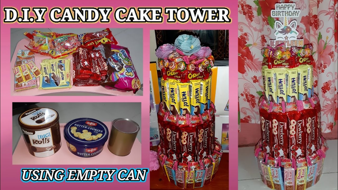 DIY CANDY CAKE TOWER | CANDY TOWER IDEAS | CANDY CAKE TOWER USING EMPTY ...