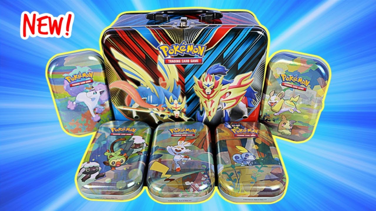 HUGE Pokemon Tin Collection Opening! 5 Galar Mini Tins + Sword & Shield ...