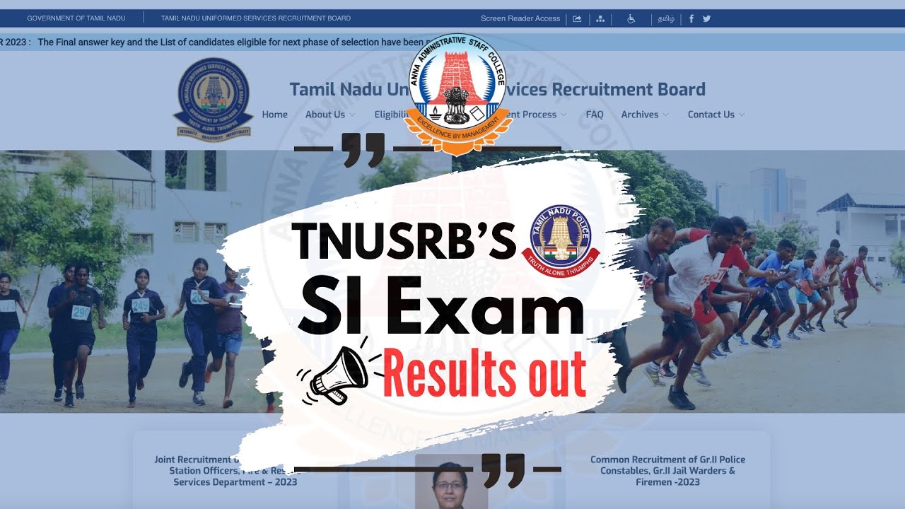 TNUSRB's SI Exam Results Out 🔈 Check your Results - YouTube