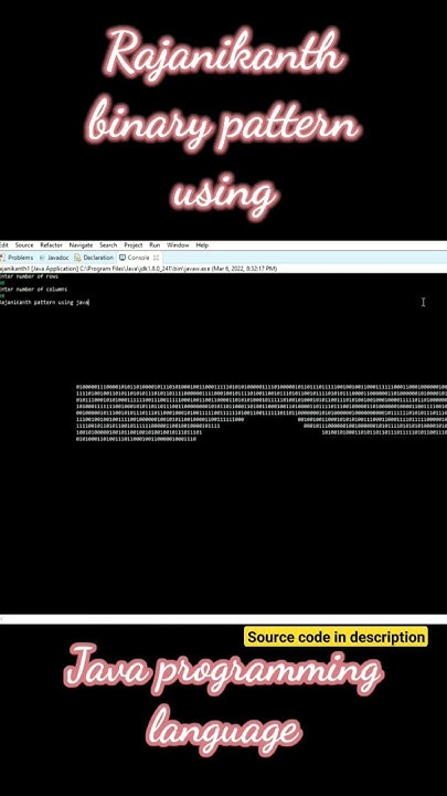 Rajinikanth Superstar🔥 Pattern Using Java Shorts Javaprogramming Youtube