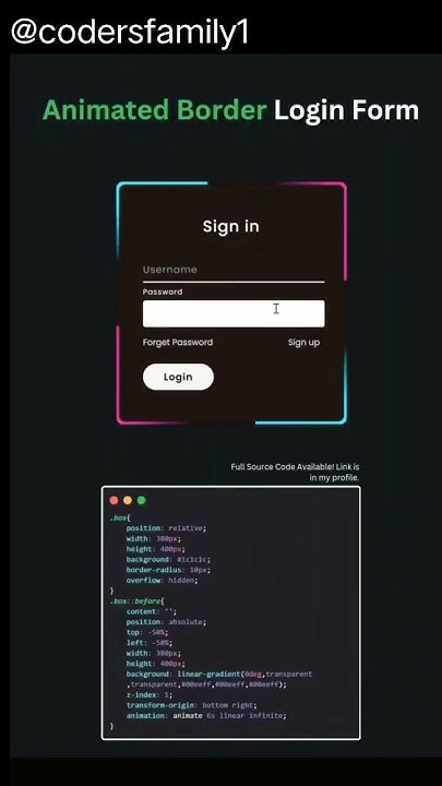 #animated #border #login #form #singup #form #html #css #html #coding #webdesign #webdevelopment ...