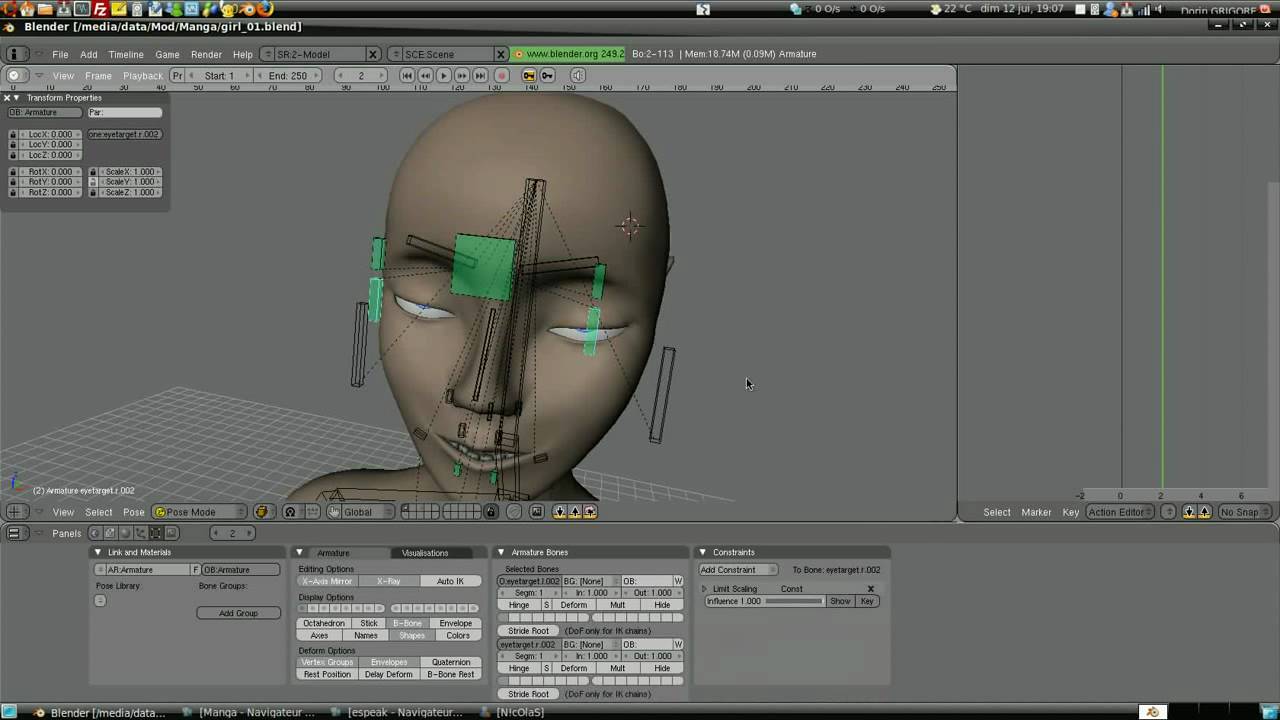 Blender face rig (animation) - YouTube