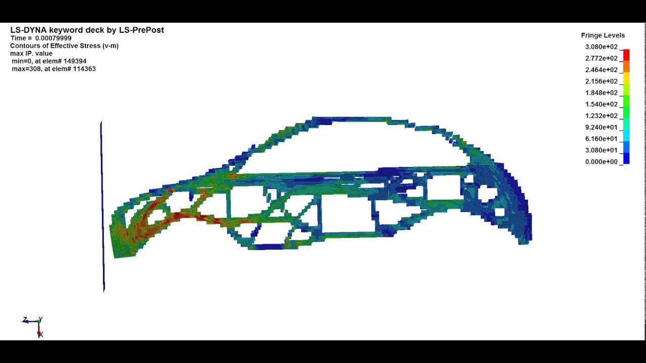 Crash analysis of topologically optimized vehicle body - YouTube