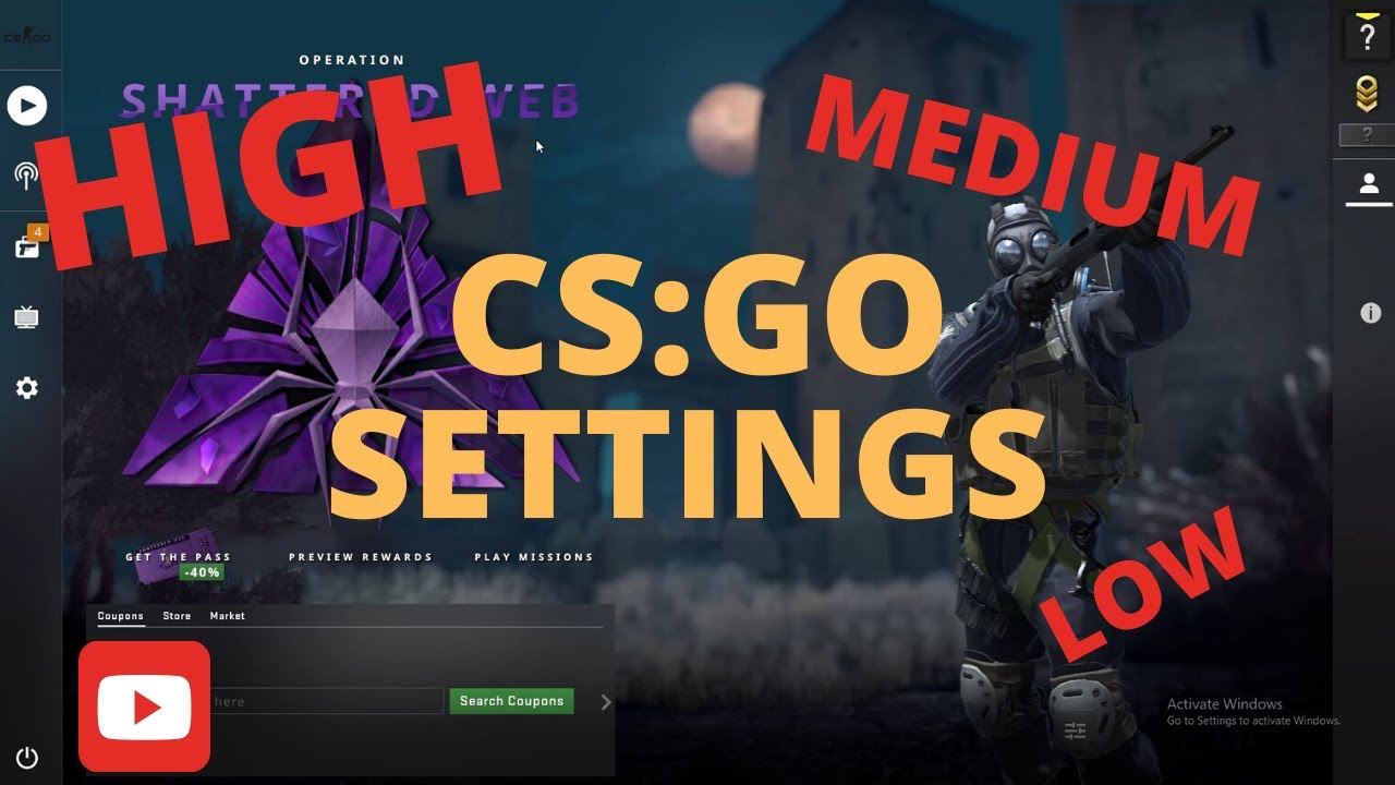 CS:GO HIGH / MEDIUM / LOW SETTINGS / i5-4670 / GTX 970 4Gb - YouTube