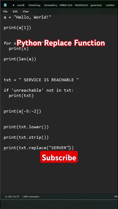 python replace function #coding #programming #javascript #subscribe #trending - YouTube