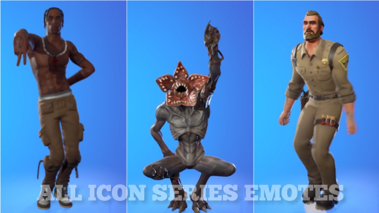All Fortnite Icon Series Emotes & Dances with Demogorgon,Chief Hopper ...