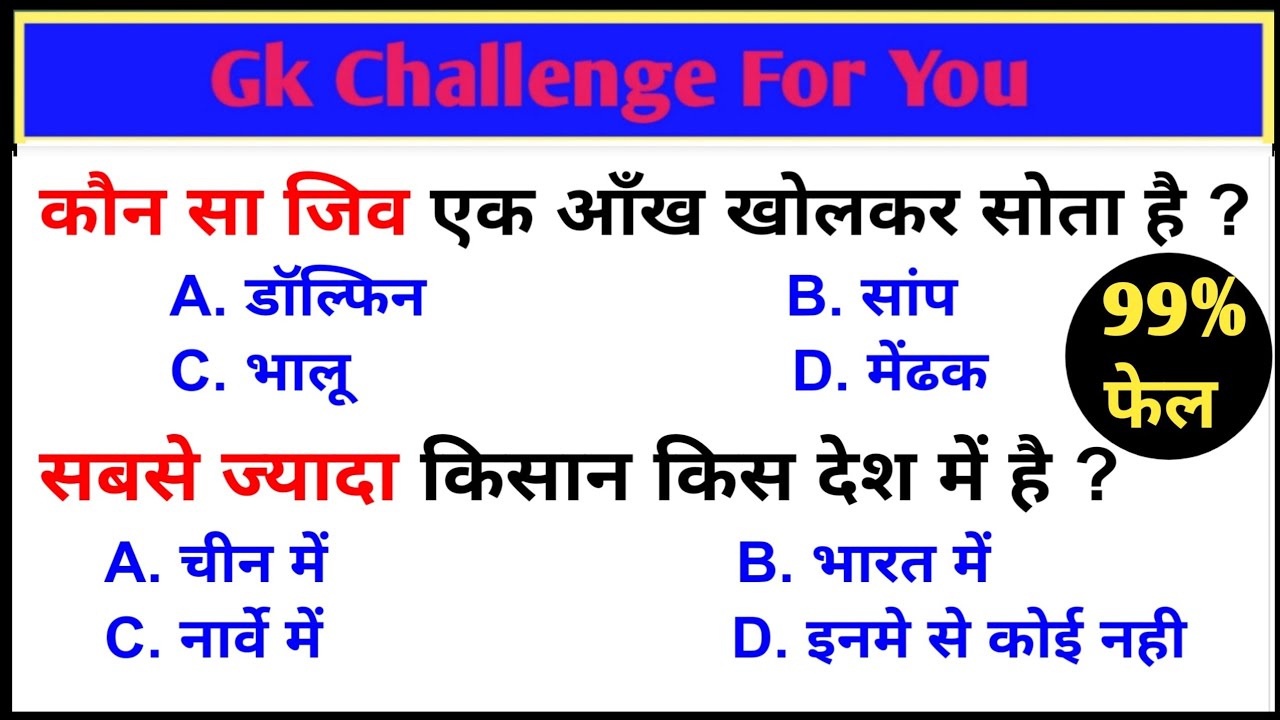 Easy & Simple GK General Knowledge Questions and Answers in Hindi ...