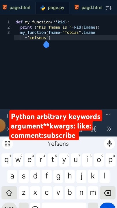 Python arbitrary keyword argument**kwarg#shorts#python #arbitrary #keywords #argument #kwarg# ...