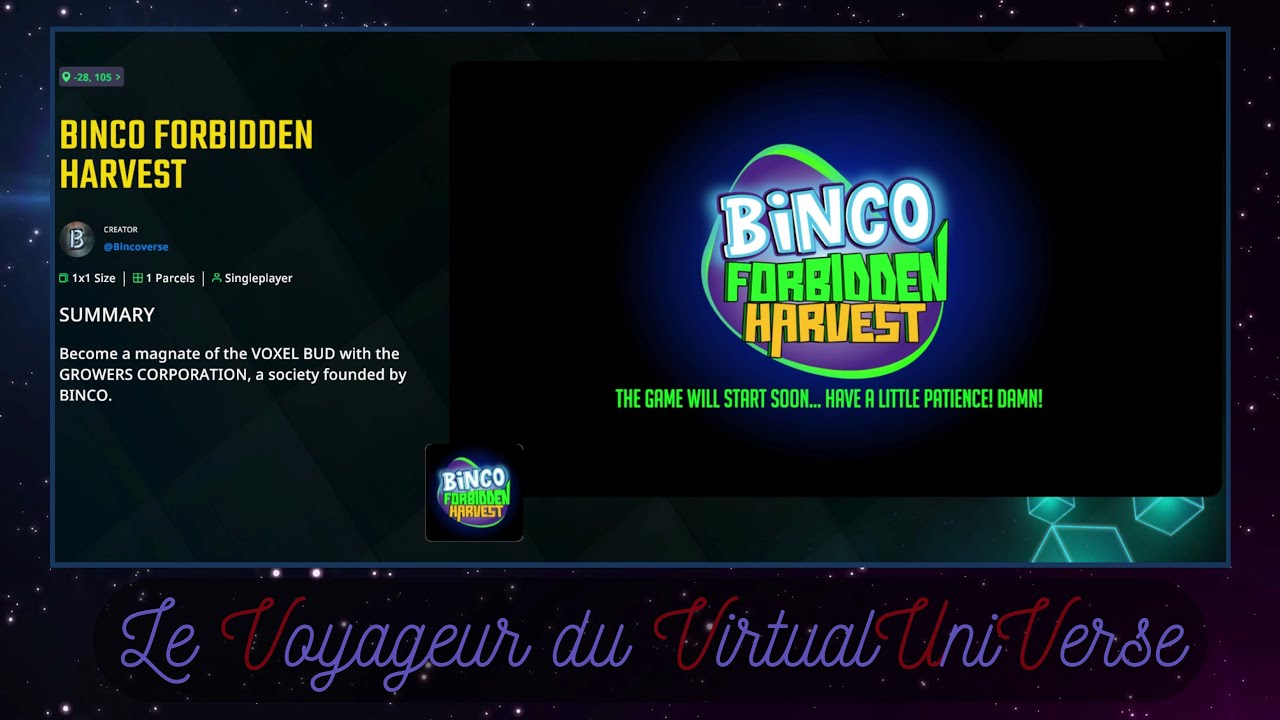 PRESENTATION - BINCO FORBIDDEN HARVEST - The Sandbox - YouTube