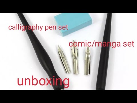 calligraphy pen set comic/manga pen set unboxing - YouTube