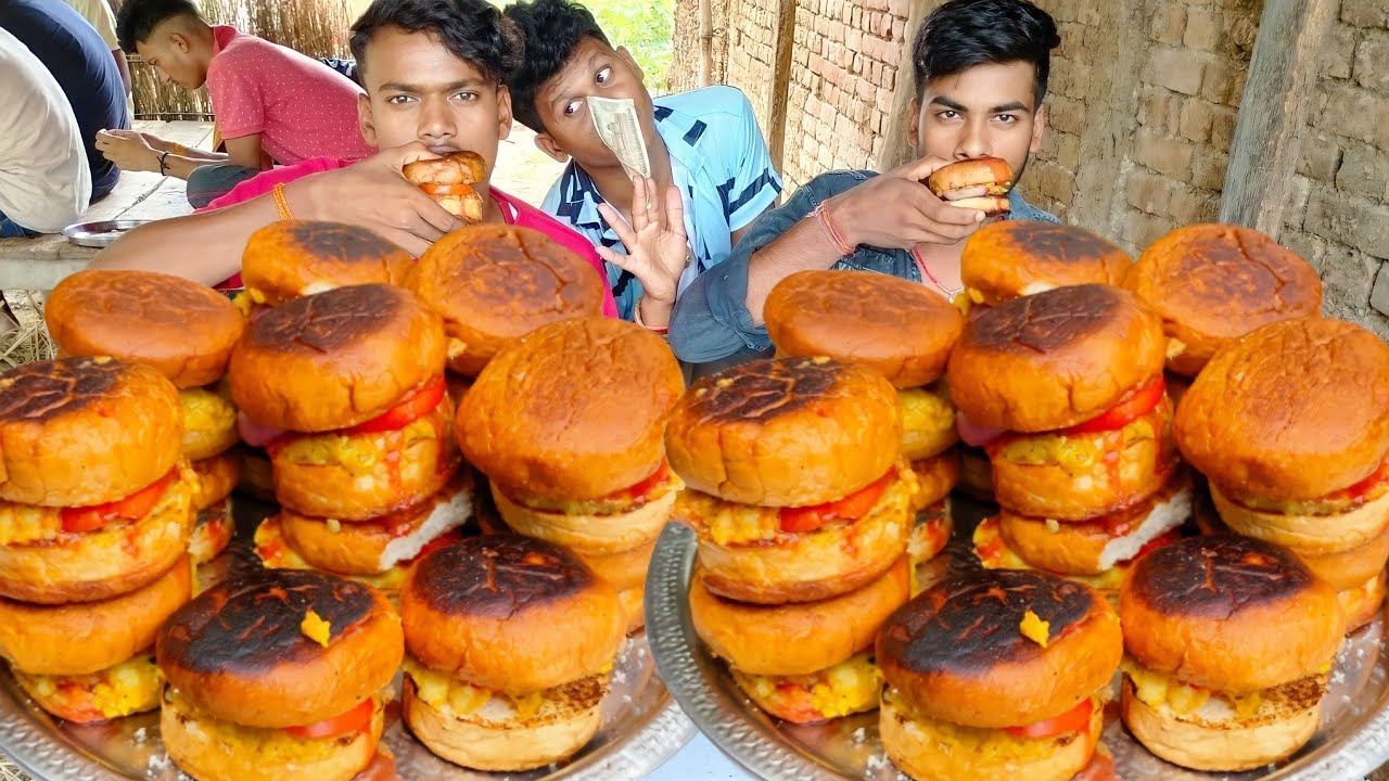 4 बर्गर खाओ ₹500 ले जाओ Street Food Burger Eating Challenge Winning 500 ...