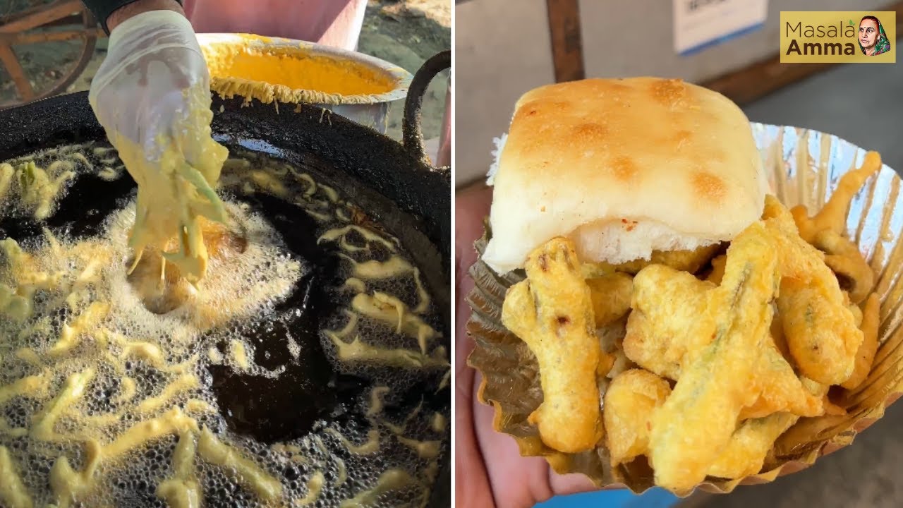 Mirchi Bhajiya Vada Pav | Rs25 ka Vada Pav Mirchi Pakoda ke sath | Surat Street Food - YouTube