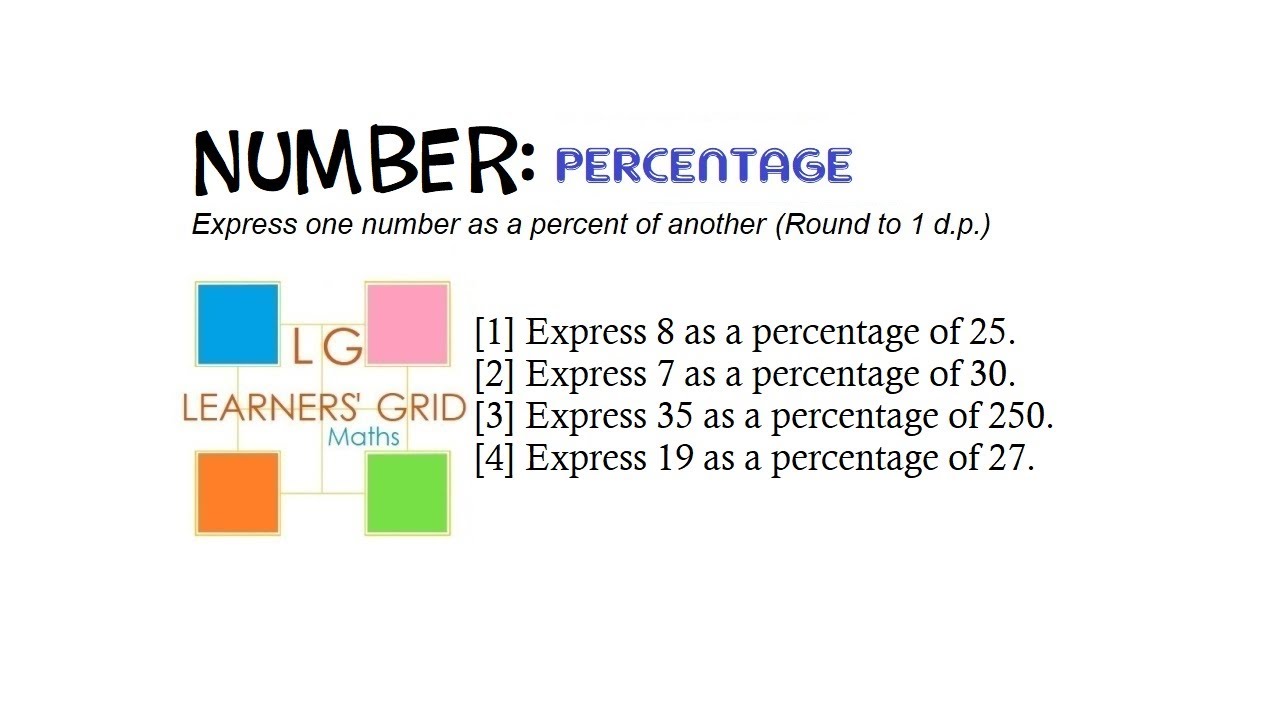 PERCENTAGES Express One Number As A Percentage Of Another Number