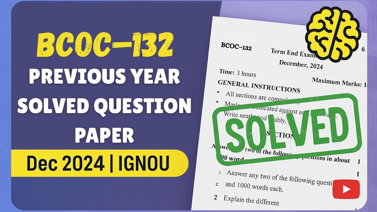 BCOC–132 Dec 2024 | IGNOU Previous Year Question Paper - YouTube