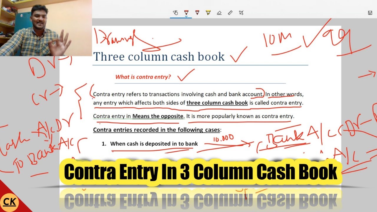 Must know 'Contra entry' in three column cash book in telugu ...