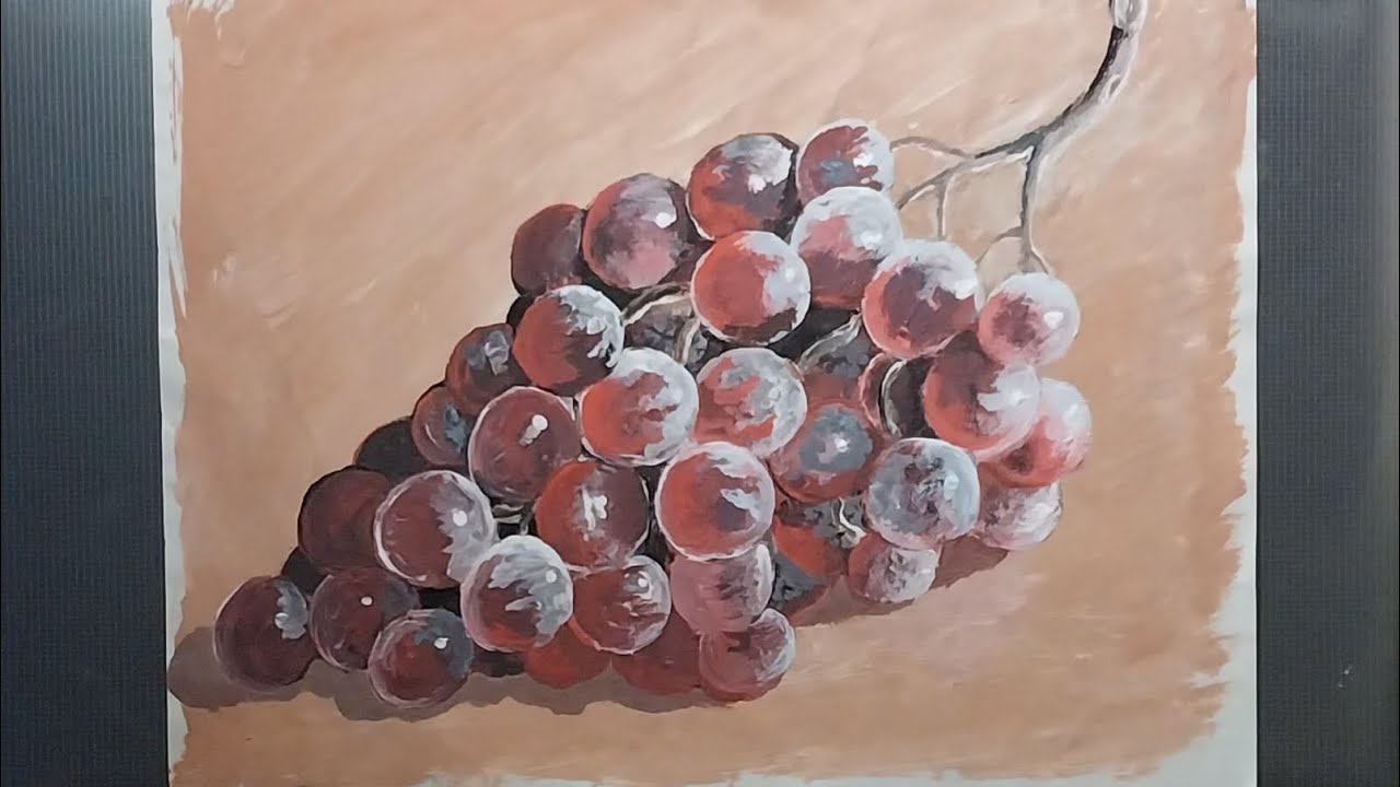 how to draw a realistic red grapes with acrylic colours - YouTube