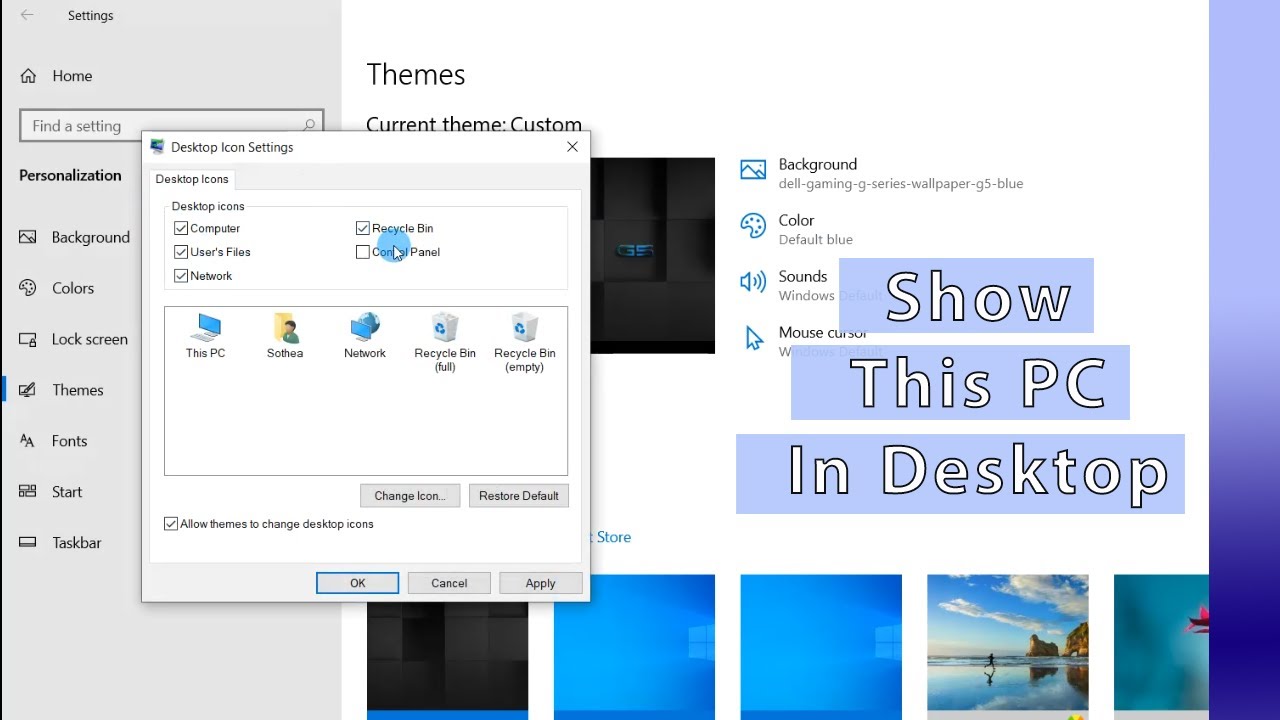 How to Show This PC, Recycle Bin, Control Panel ... Desktop Icon In ...