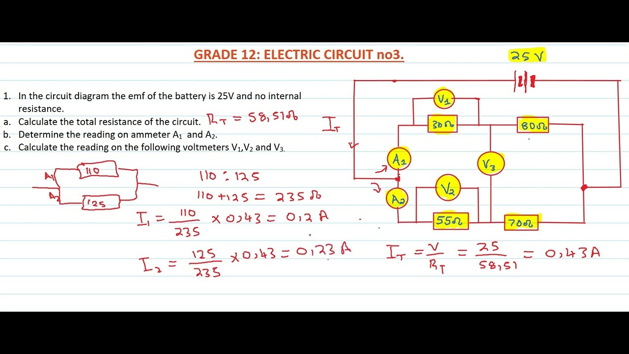 GRADE 12 ELECTRIC CIRCUIT QUESTIONS NO. 3 - YouTube