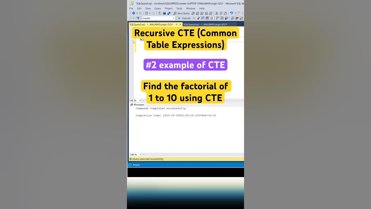 Recursive CTE - How to find factorial of all numbers from 1 to 10 #sql #sqlqueries #coding # ...