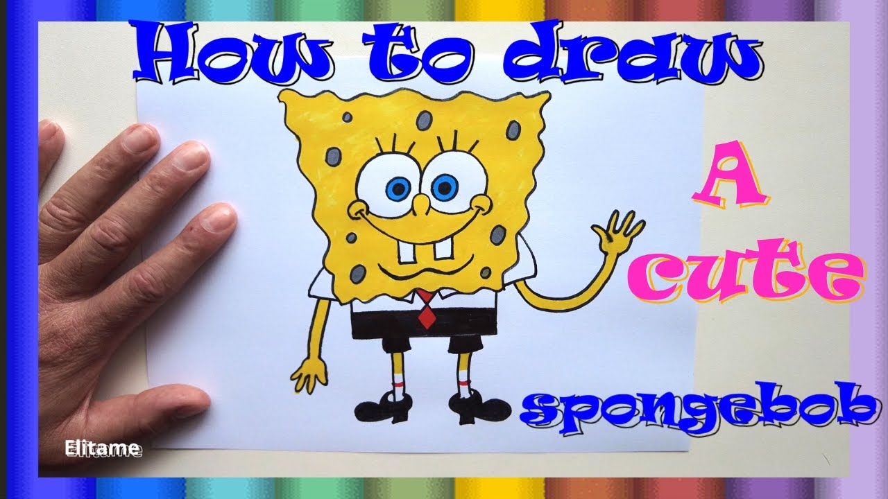 How to draw spongebob cute & easy way for kids - YouTube