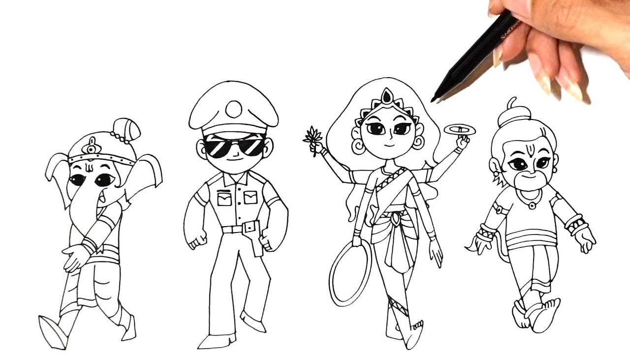 How To Draw Little Singham with Bahubali Friends | Little Singham ...