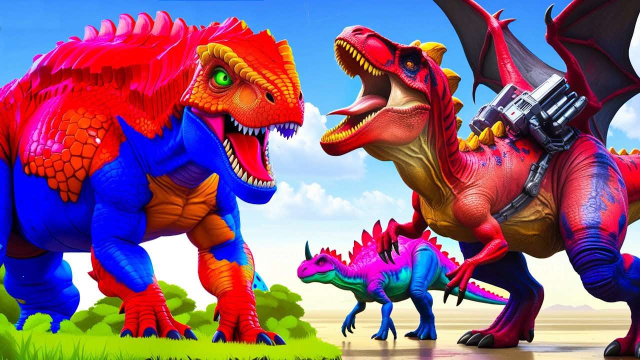 Distortus Rex vs All Superheroes Spiderman Spinosaurus Triceratops ...