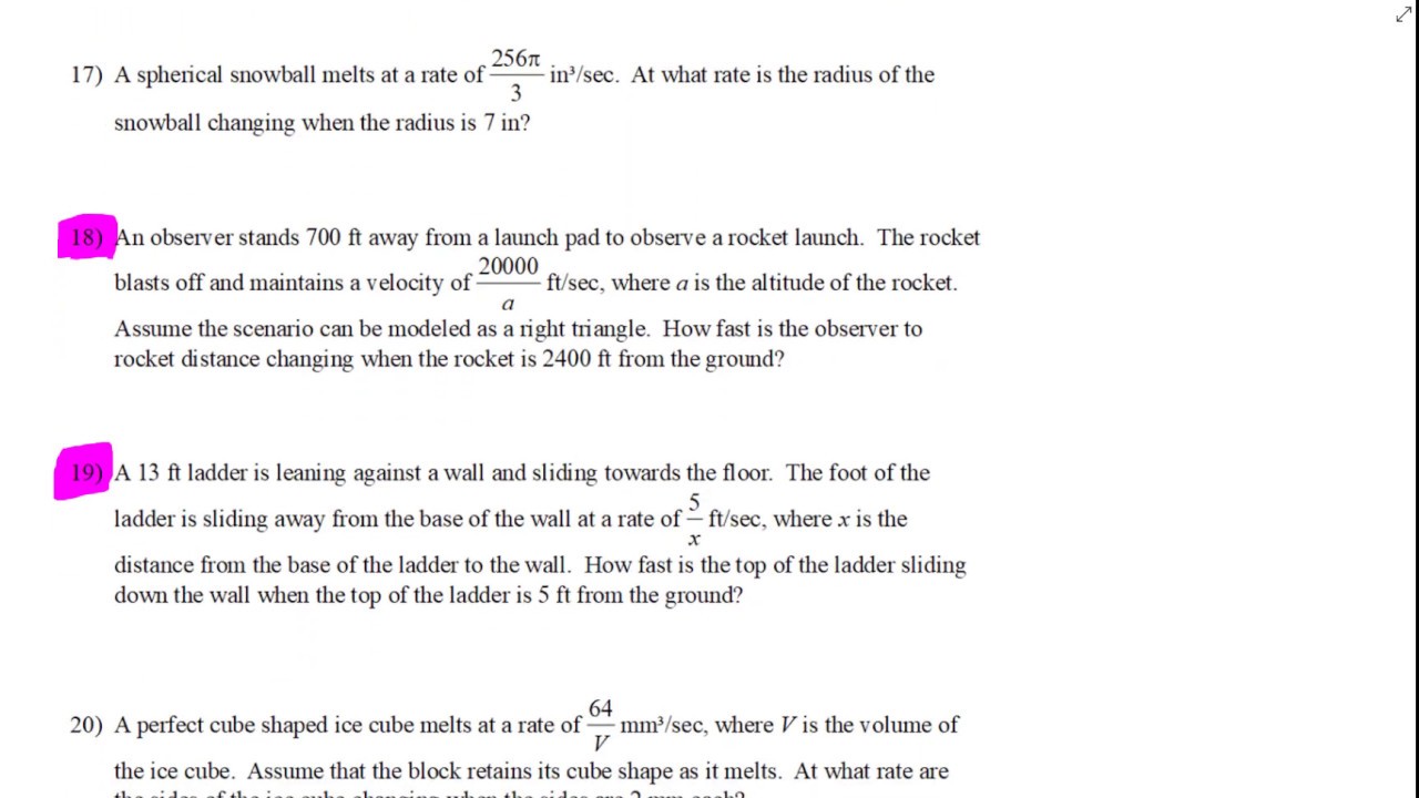 Related Rates Examples - YouTube
