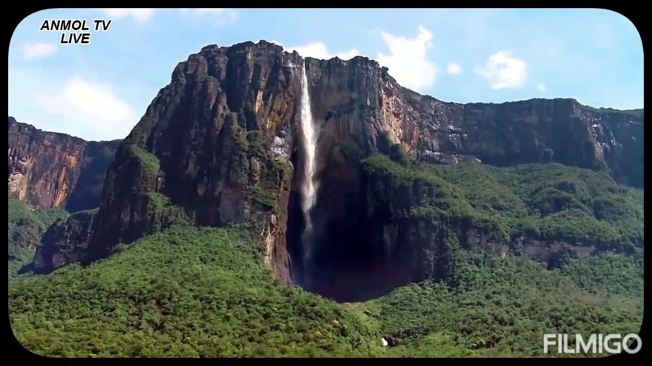 Beautiful scene of Paradise Falls /Angel Falls is the attractive ...