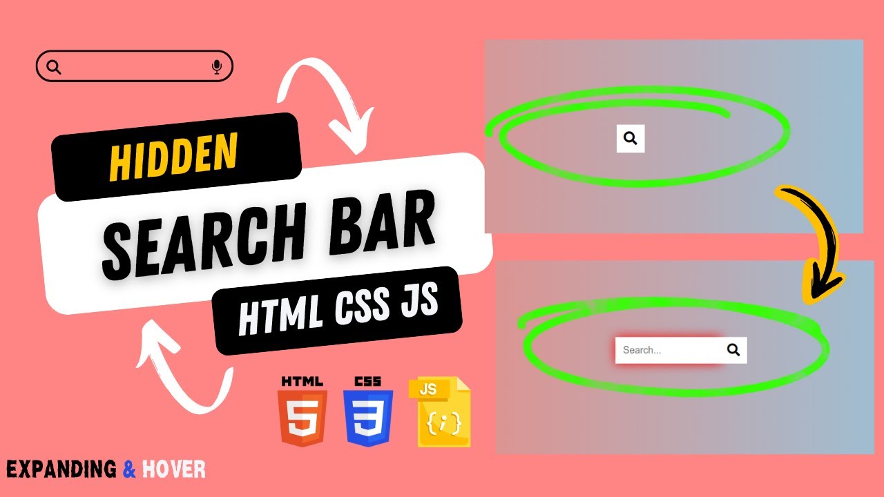 Creating A Hidden Search Bar With Html Css And Javascript Youtube 4132
