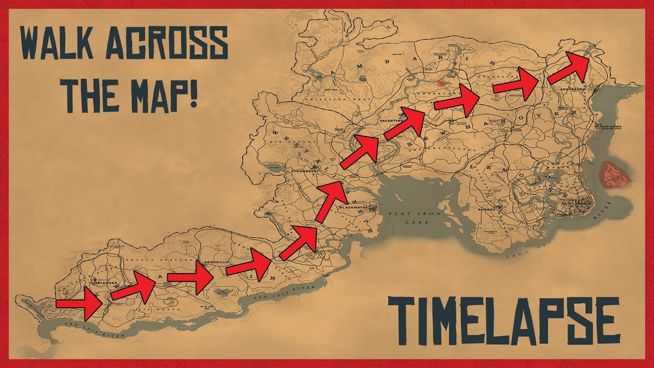 Red Dead Redemption 2 - Walk Across the Map Timelapse - YouTube