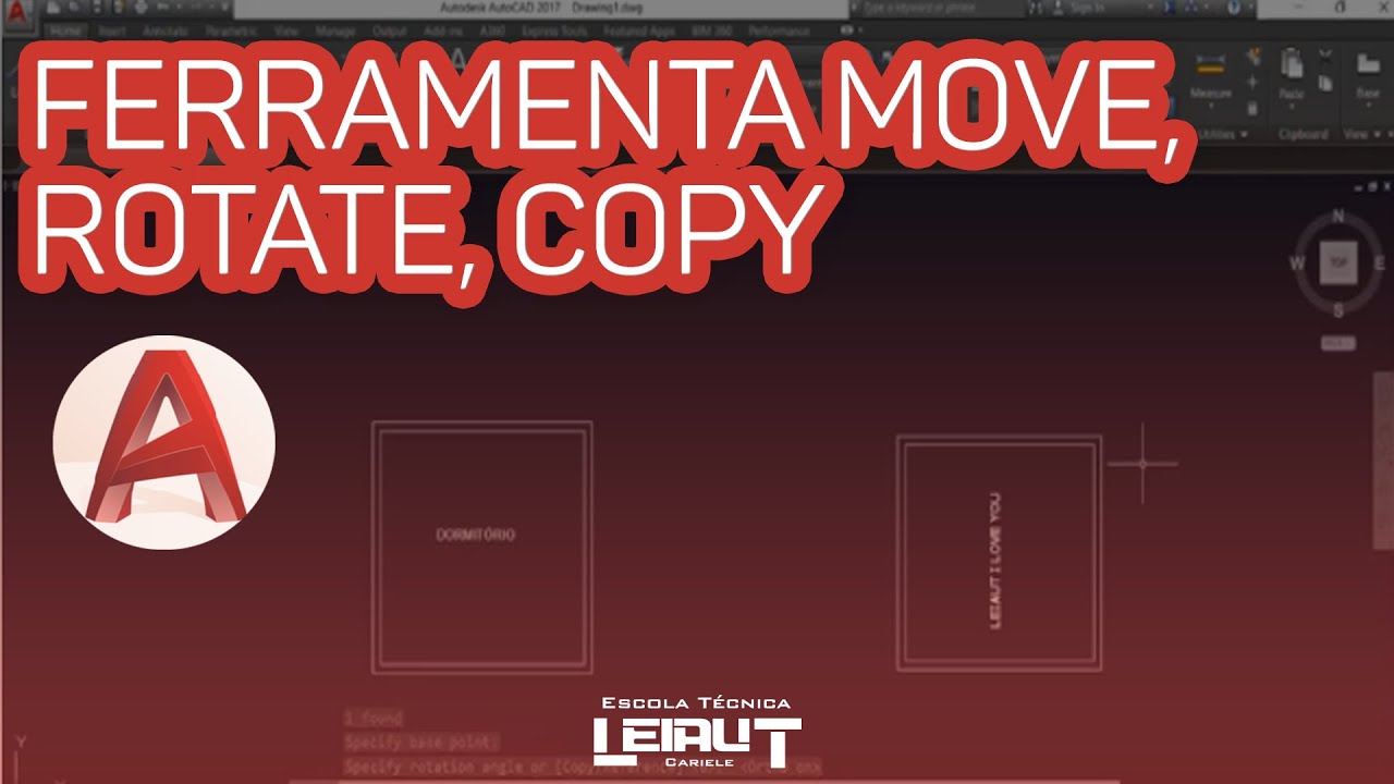 06 - Curso de AutoCAD Básico - Ferramenta Move, Rotate, Copy - YouTube