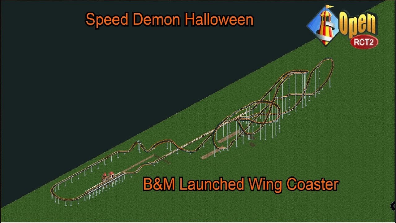 Speed Demon Halloween - B&M Launched Wing Coaster In Open RCT2 - YouTube