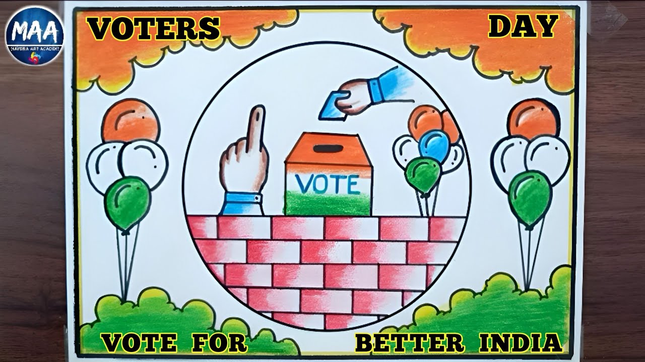 National Voters Day Drawing | मतदाता जागरूकता ड्रॉइंग | Voters Day ...