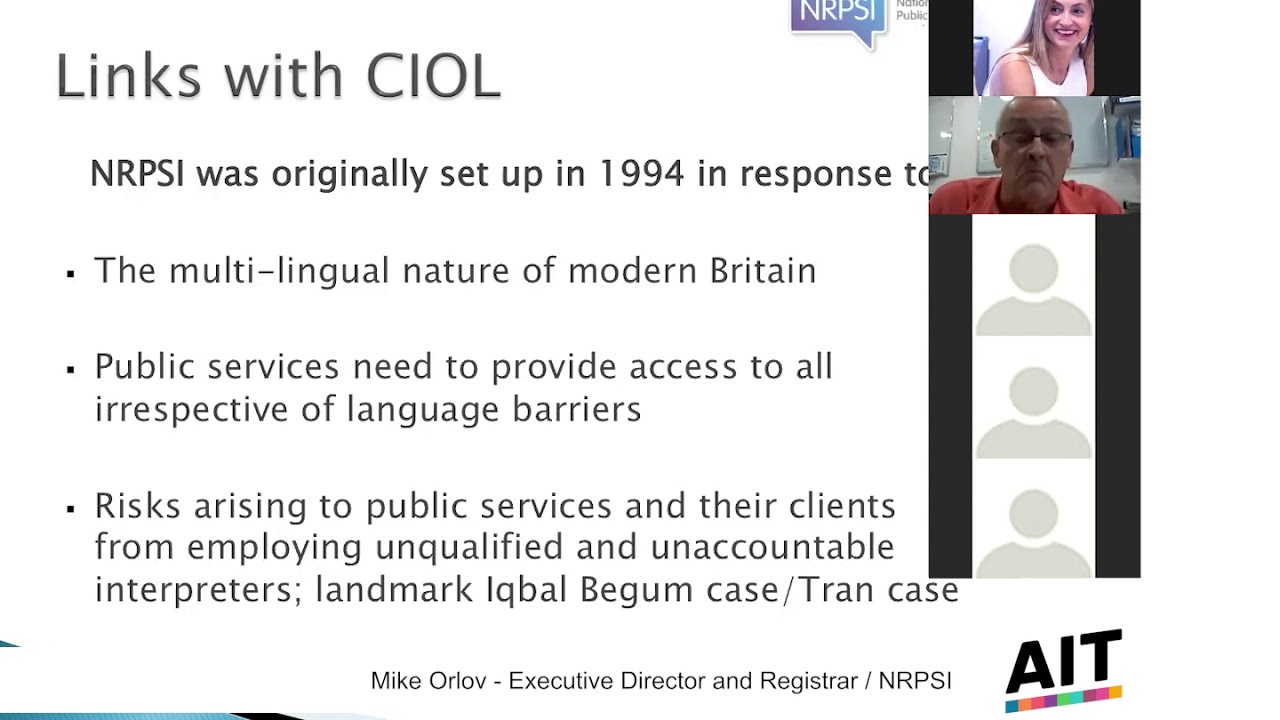 Getting the best out of NRPSI, talk given by the Registrar, Mike Orlov, event organised by the ...