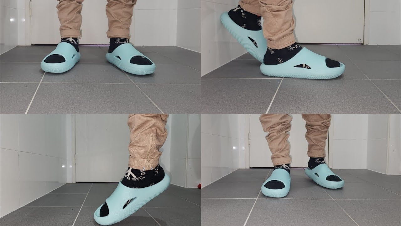Crocs MELLOW SLIDE Pure Water on feet - YouTube