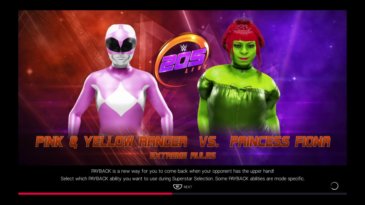 WWE 2K19 Pink Ranger Vs Princess Fiona - YouTube