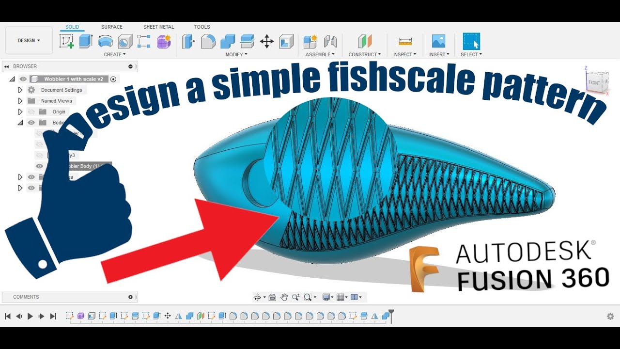 Design a simple fishscale pattern for your fishing lures with Fusion360 ...