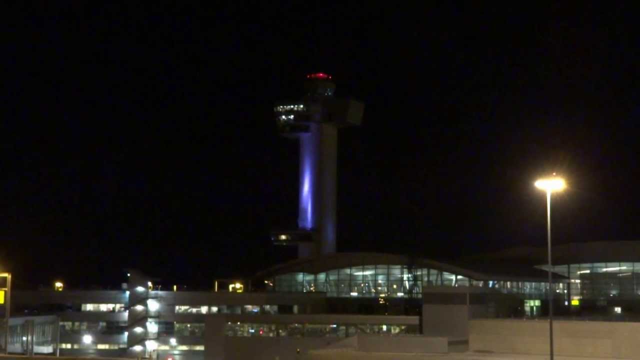 JFK Control Tower Extreme Close-up at Terminal 4 at night by ...