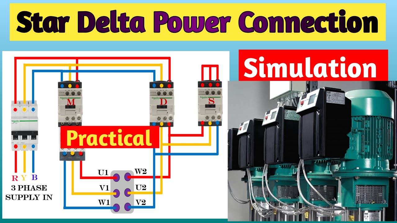 Star Delta Power Wiring Connection Diagram For 3 phase Motor - YouTube