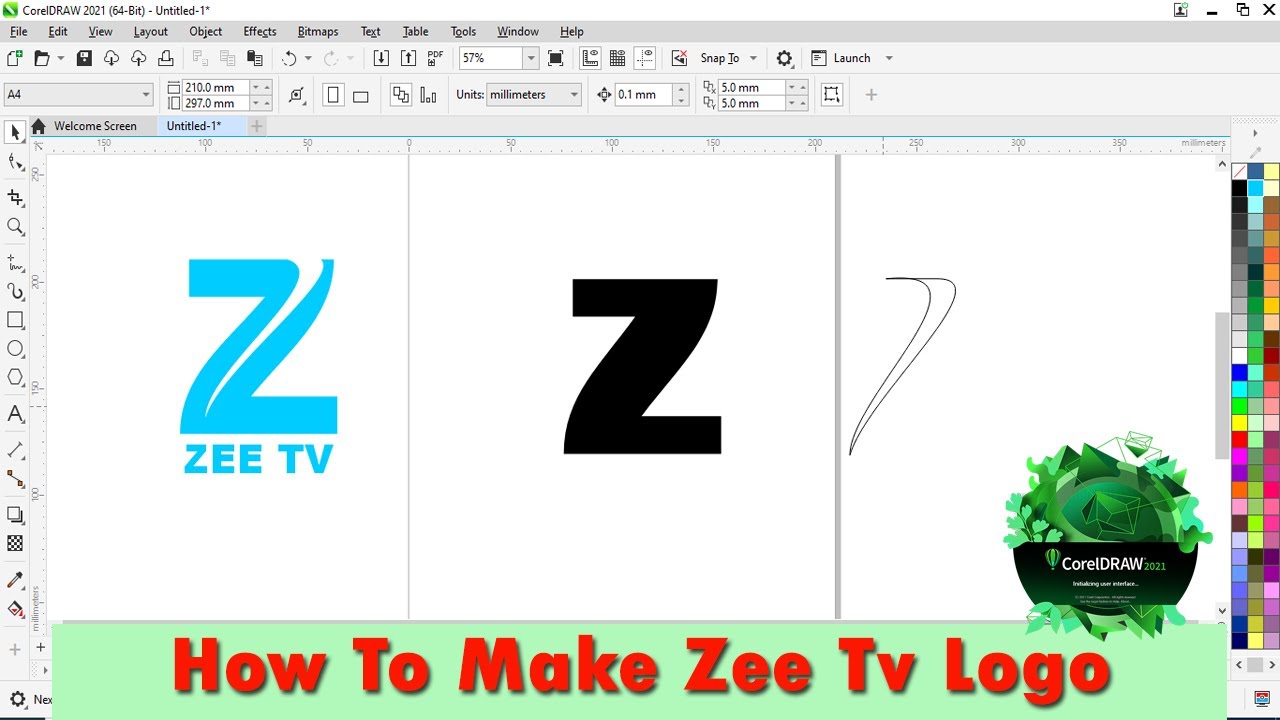 How to make Zee TV logo design in Corel draw 2021 Tutorial - Corel Draw ...